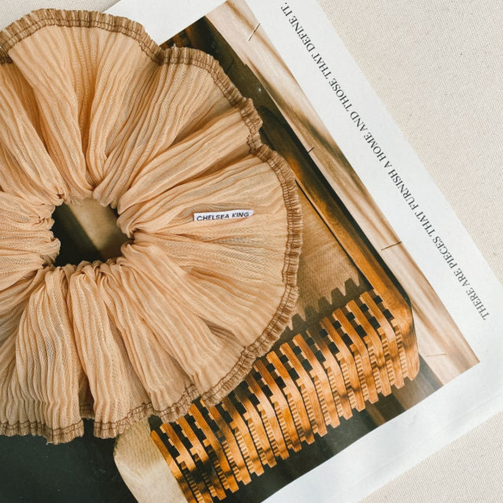 Chelsea King Allure Plissé Sandalwood Scrunchie | Hair Accessories ...