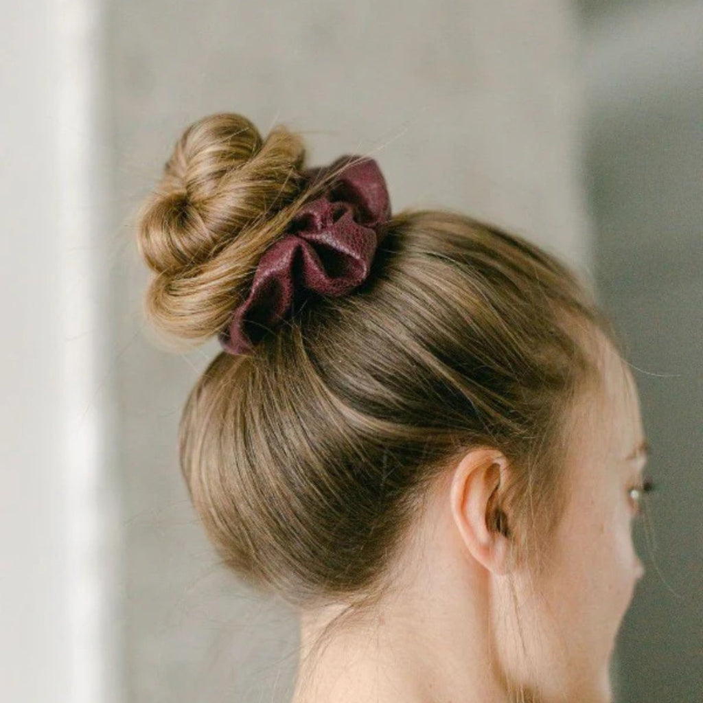 Chelsea King Bordeaux Faux Leather Scrunchie | Hair Accessories – The ...
