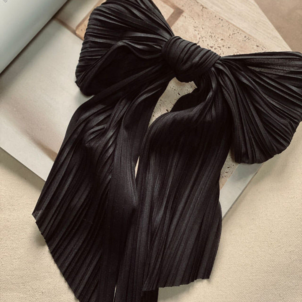 Chelsea King Plissé Black Bow with French Clip | Hair Accessories – The ...