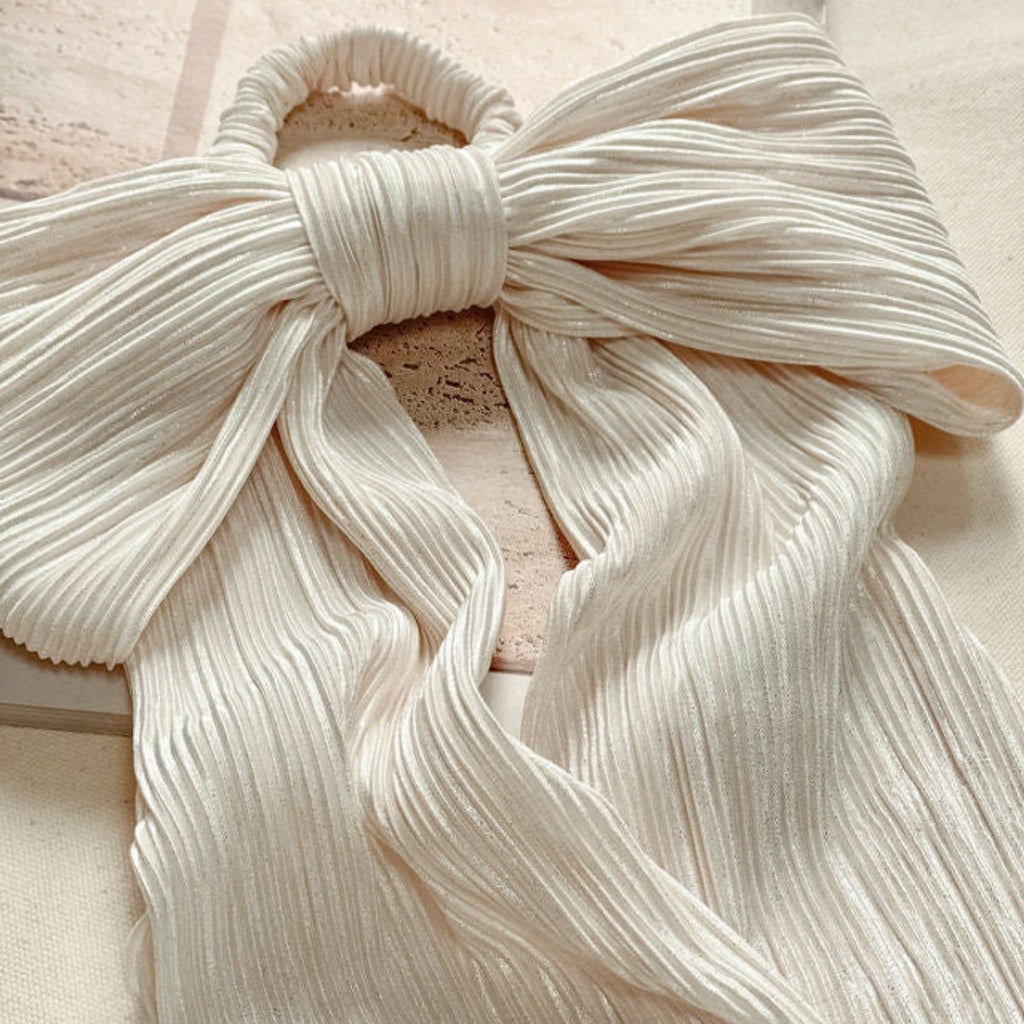Chelsea King Plissé Ivory Bow | Hair Accessories – The Green Kiss